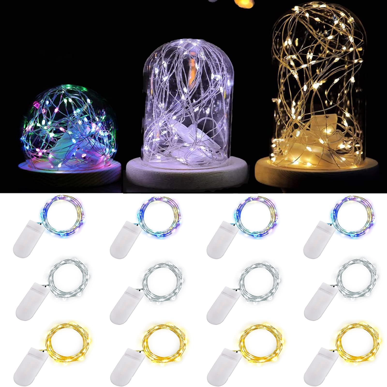 Amazon.com: Ostwiki Fairy Lights Battery Operated, 12-Pack Mini String ...