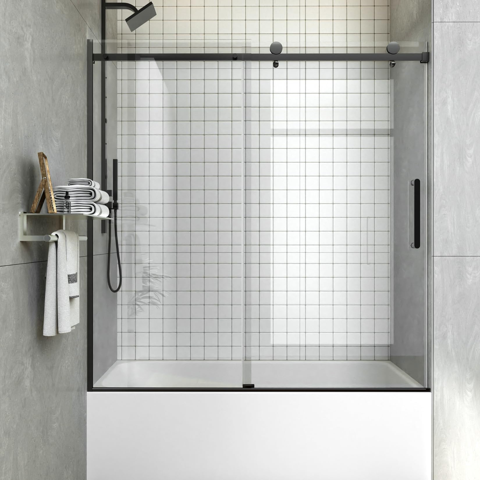 Amazon.com: Foskbaths Bathtub Sliding Door, 60"W x 56"H Tub Shower Door ...
