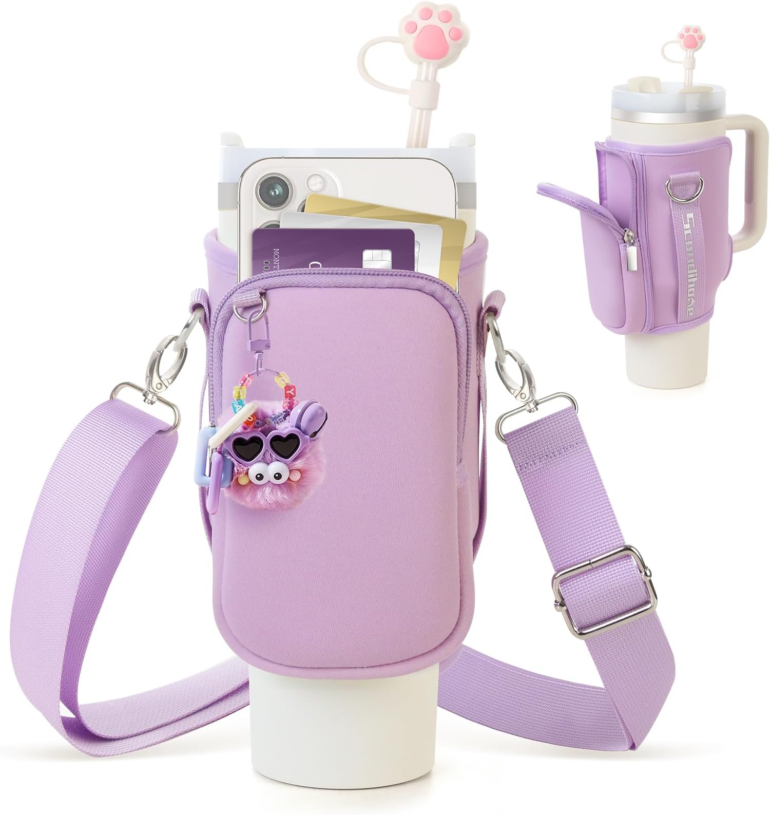 Amazon.com: ledytdggu Water Bottle Carrier Bag with Phone Pocket for ...
