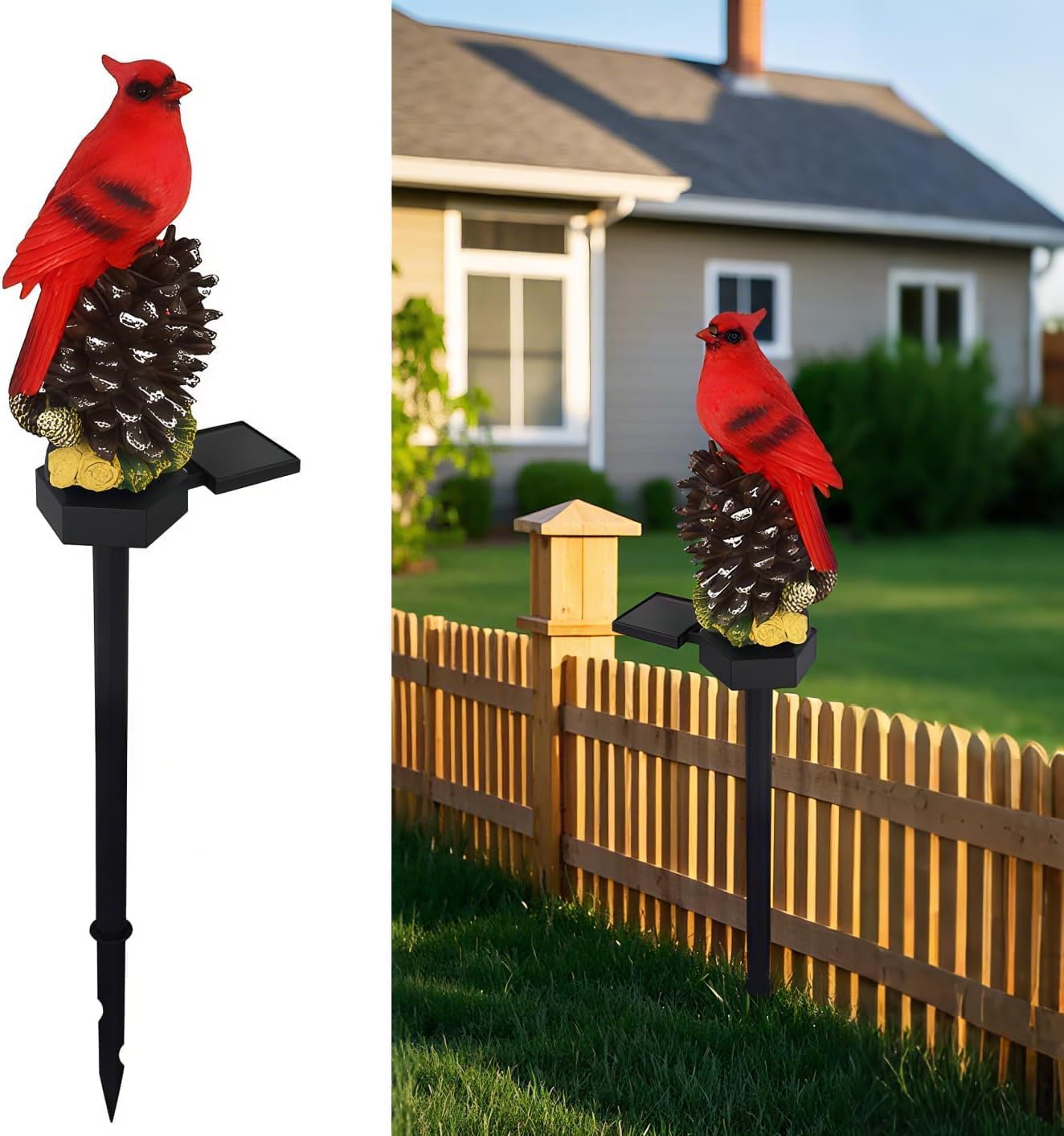 Solar Cardinal Bird Statue Lights Outdoor Waterproof - Garden Pathway ...