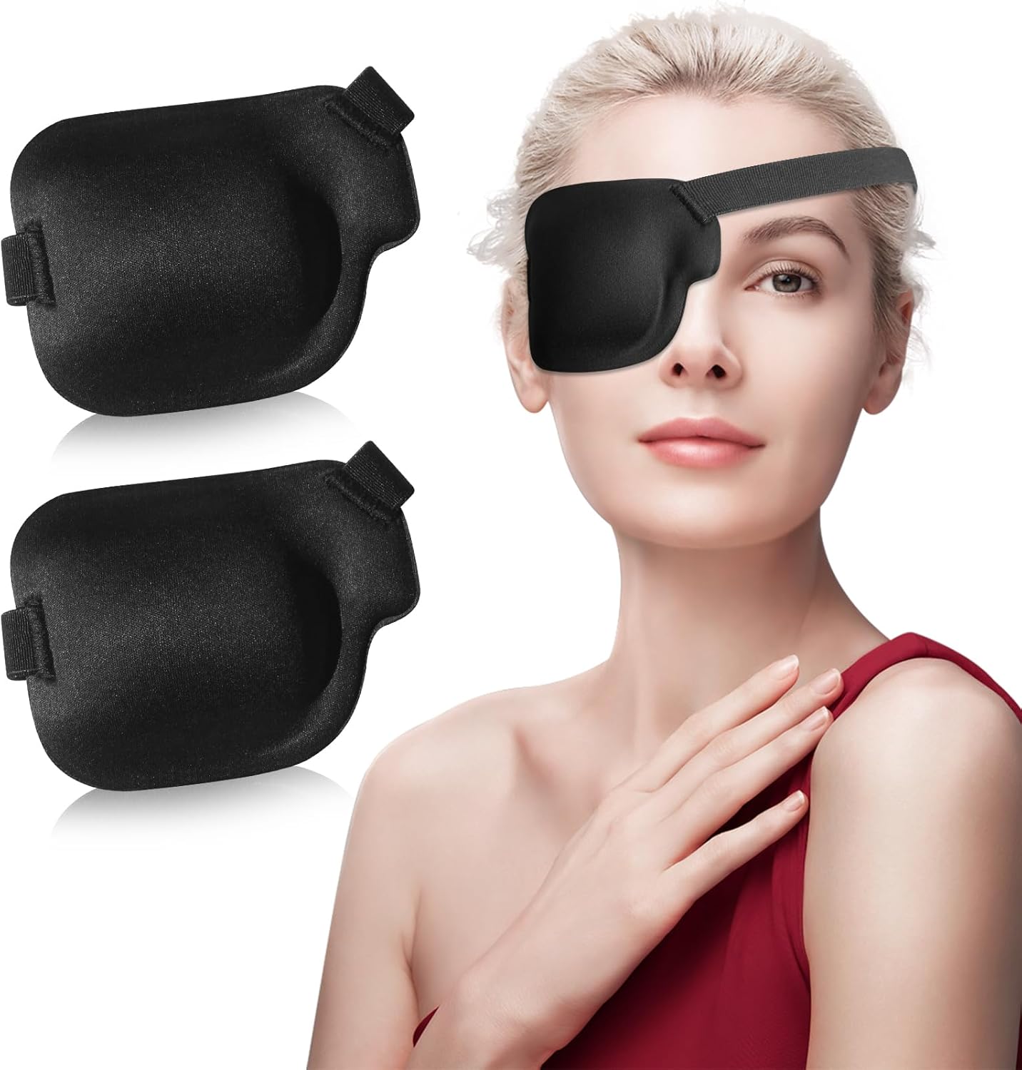 RIKEYO 2Pcs Eye Patches for Adults,3D Adjustable Soft Eyepatch,Black ...