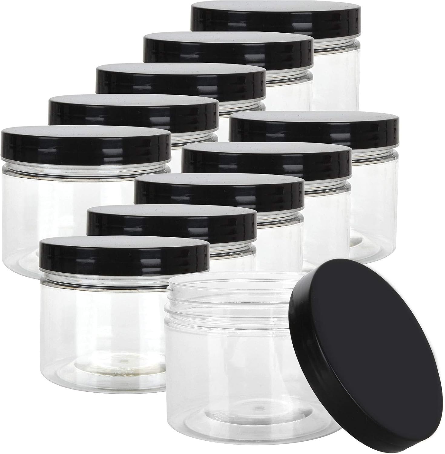 Buy 18 Pack Plastic Empty Slime Storage Containers 320ml Clear Storage ...