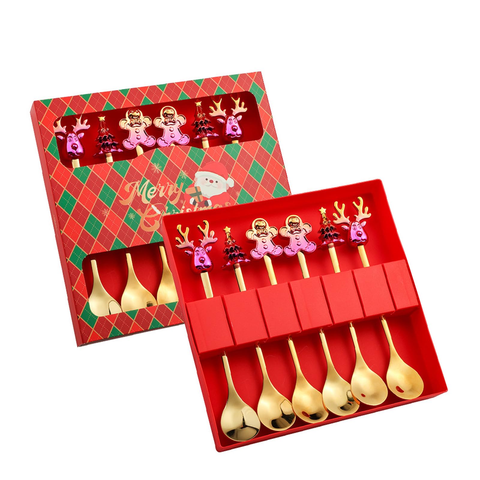 Amazon.com: Acewen 6Pcs Christmas Spoons with Creative Xmas Tree Elk ...