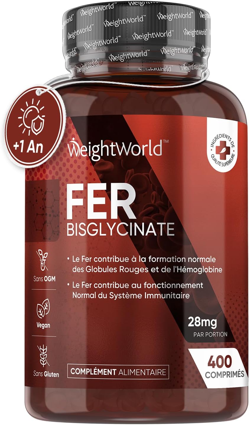 Fer Bisglycinate 28mg - 400 Fer Comprimés Vegan (+1 an) - Fer en ...
