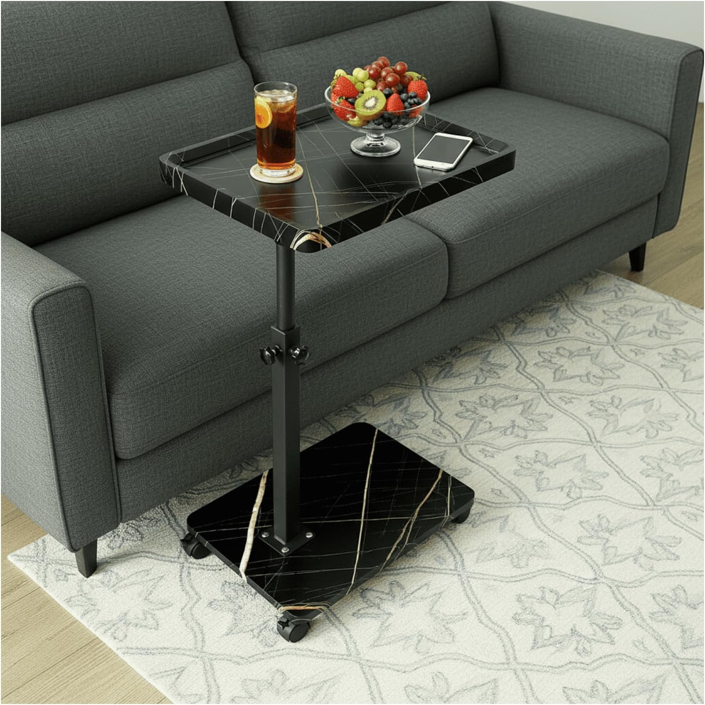 Amazon.com: Adjustable Height Side Table - Mobile End Table with Wheels ...