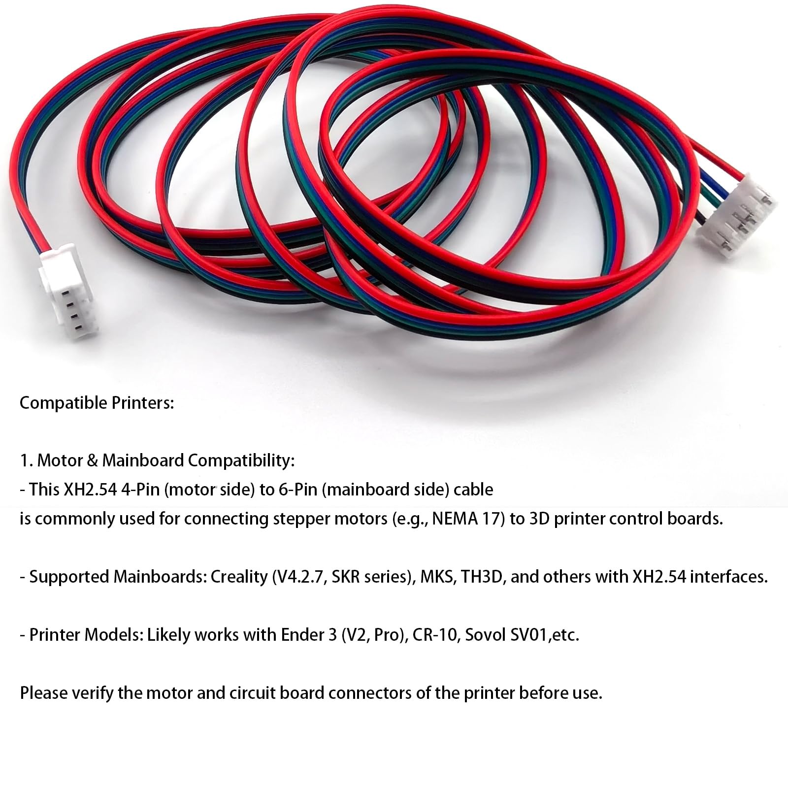 Snapklik.com : 3Pcs 1.5M Stepper Motor Cables XH254 4Pin To 6Pin ...