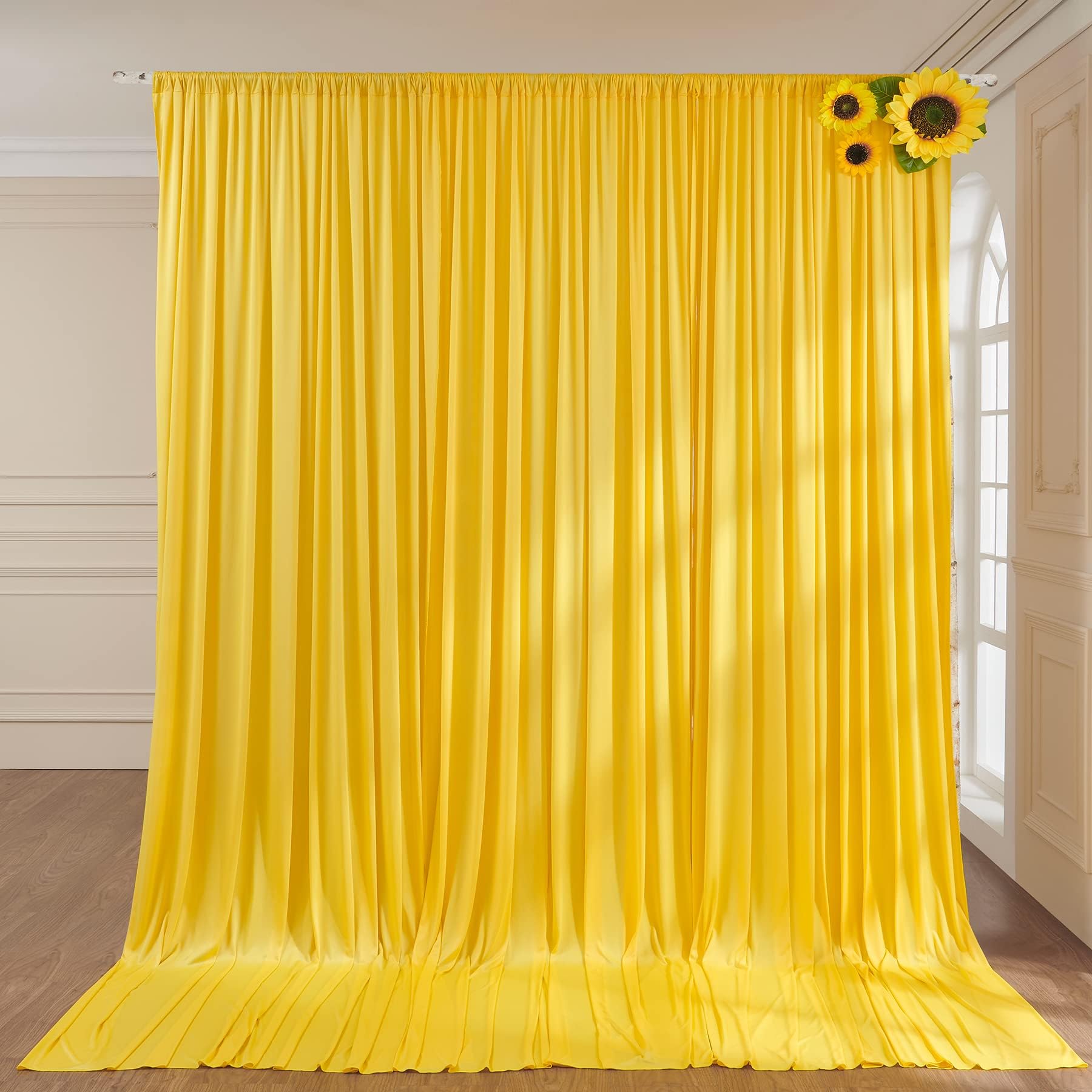 Amazon.com: 10ftx8ft Yellow Backdrop Curtain Panels for Parties ...