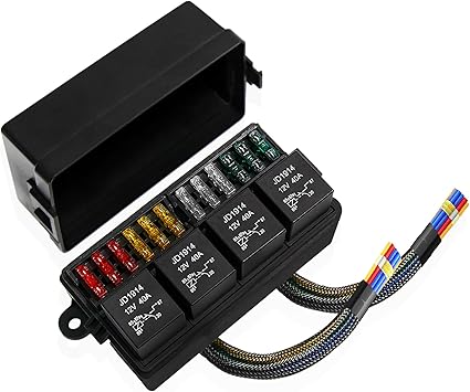 Amazon.com: 12v Fuse and Relay Box Pre-Wired Fuse 12v Relay Box with 4 ...
