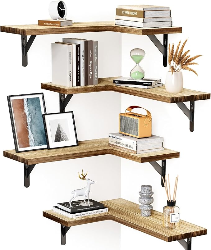 Amazon.com: Amada HOMEFURNISHING Corner Floating Shelves, Set of 4 ...