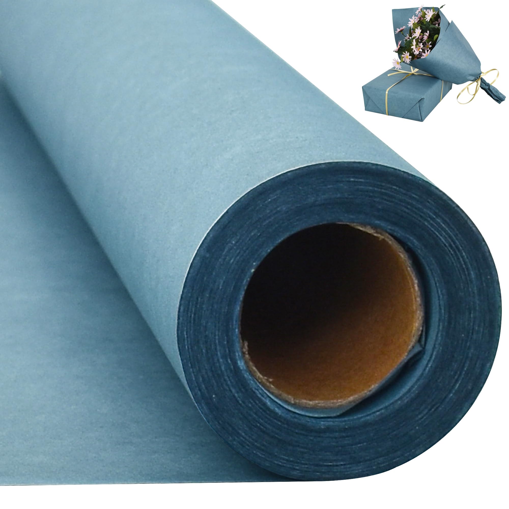 Amazon.com: BEISHIDA Grey Blue Wrapping Papper, 15" X 32ft Kraft ...