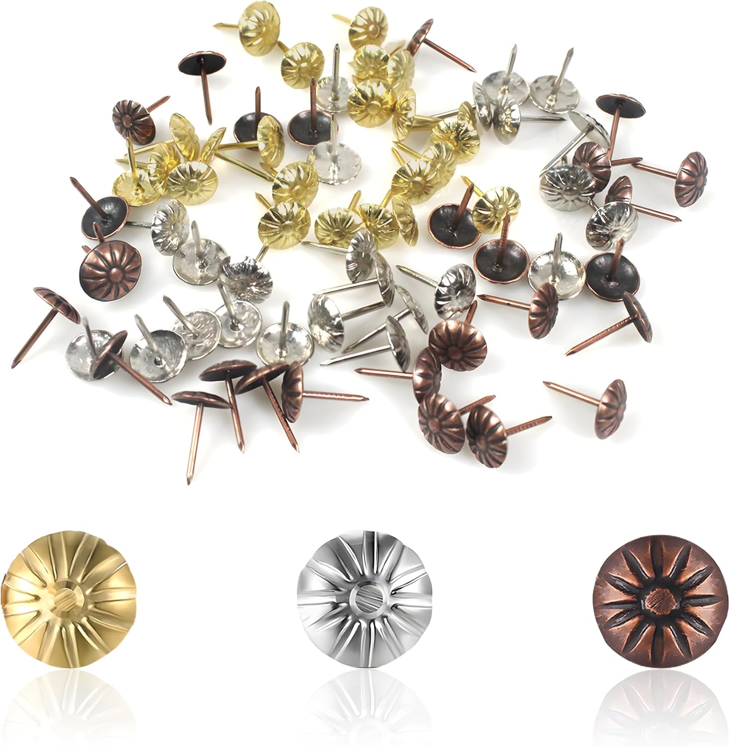 600Pcs Thickened Daisy Push Pins, Upholstery Tacks for Sofa Boxes ...