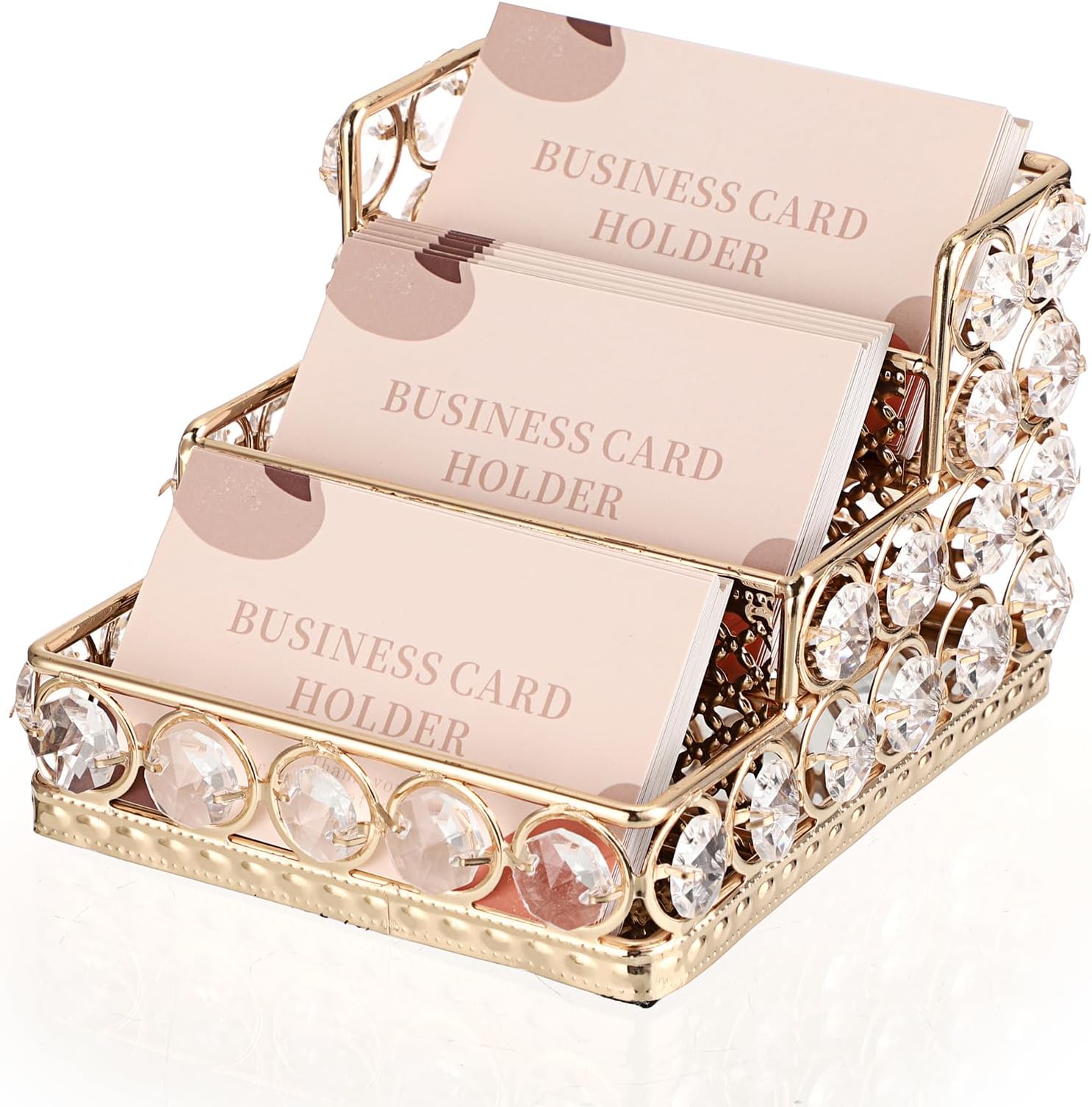 Amazon.com : Hipiwe Crystal Business Card Holder - 3 Tiers Gold ...