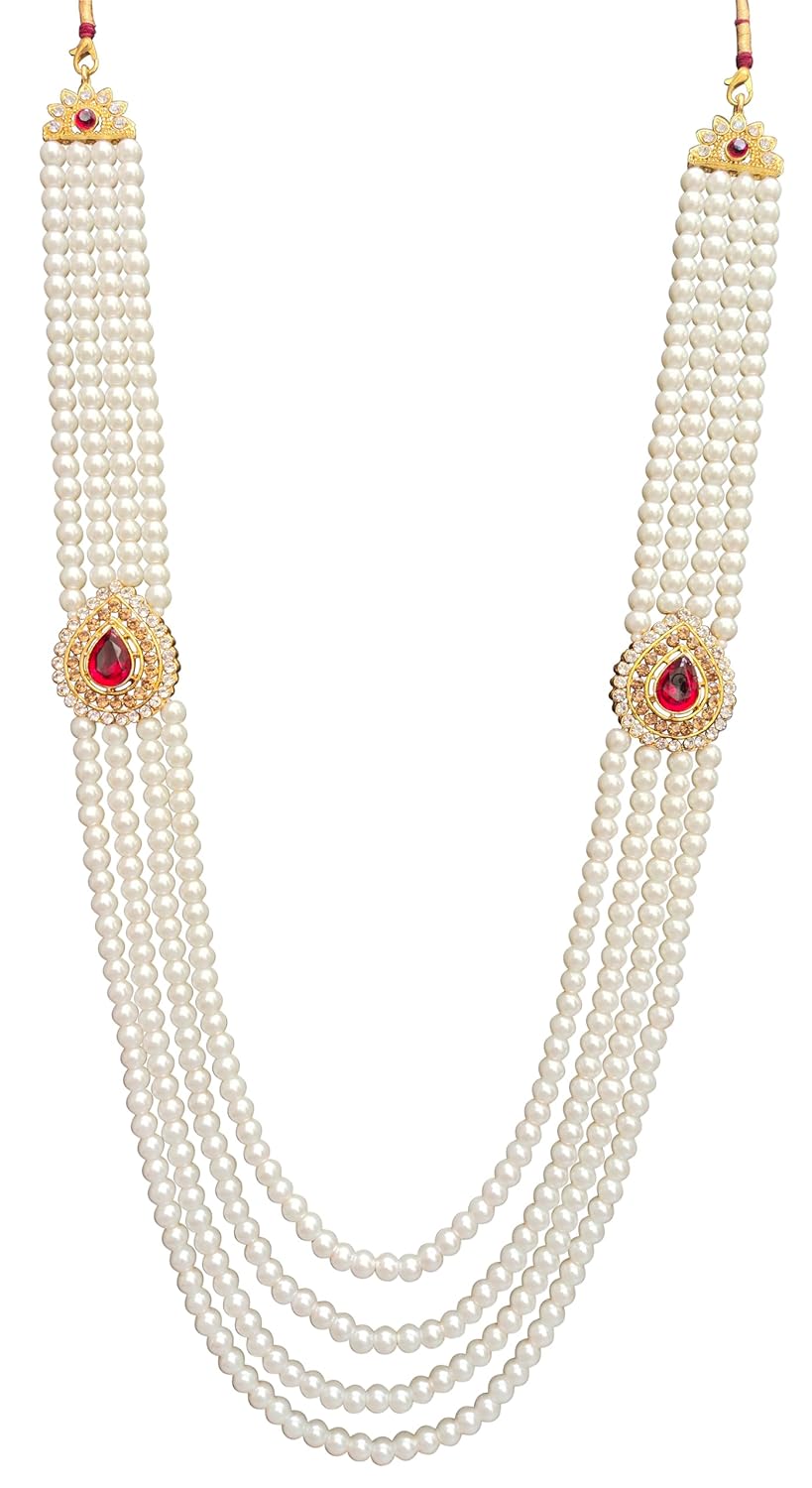 RAADHE CREATION® Moti Mala For Men Necklace groom Pearl Sherwani ...