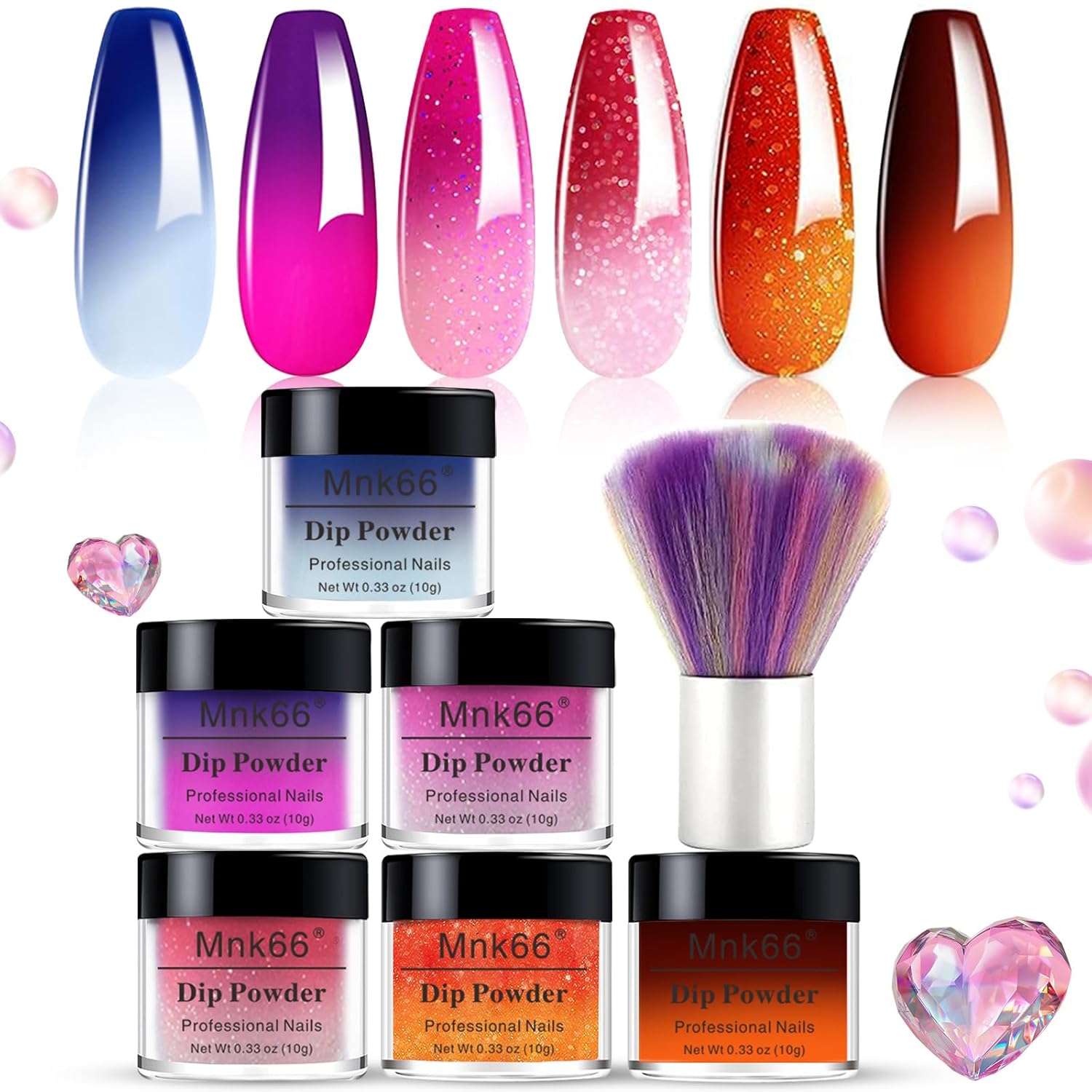 Amazon.com: Mnk66 Color Dip Powder Set, 6 Colors Mood Changing Dip ...