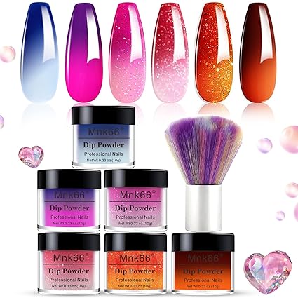 Amazon.com: Mnk66 Color Dip Powder Set, 6 Colors Mood Changing Dip ...