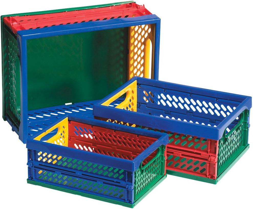 Amazon.com : School Smart Collapsible Storage Crates - Medium 9 x 6 x 4 ...