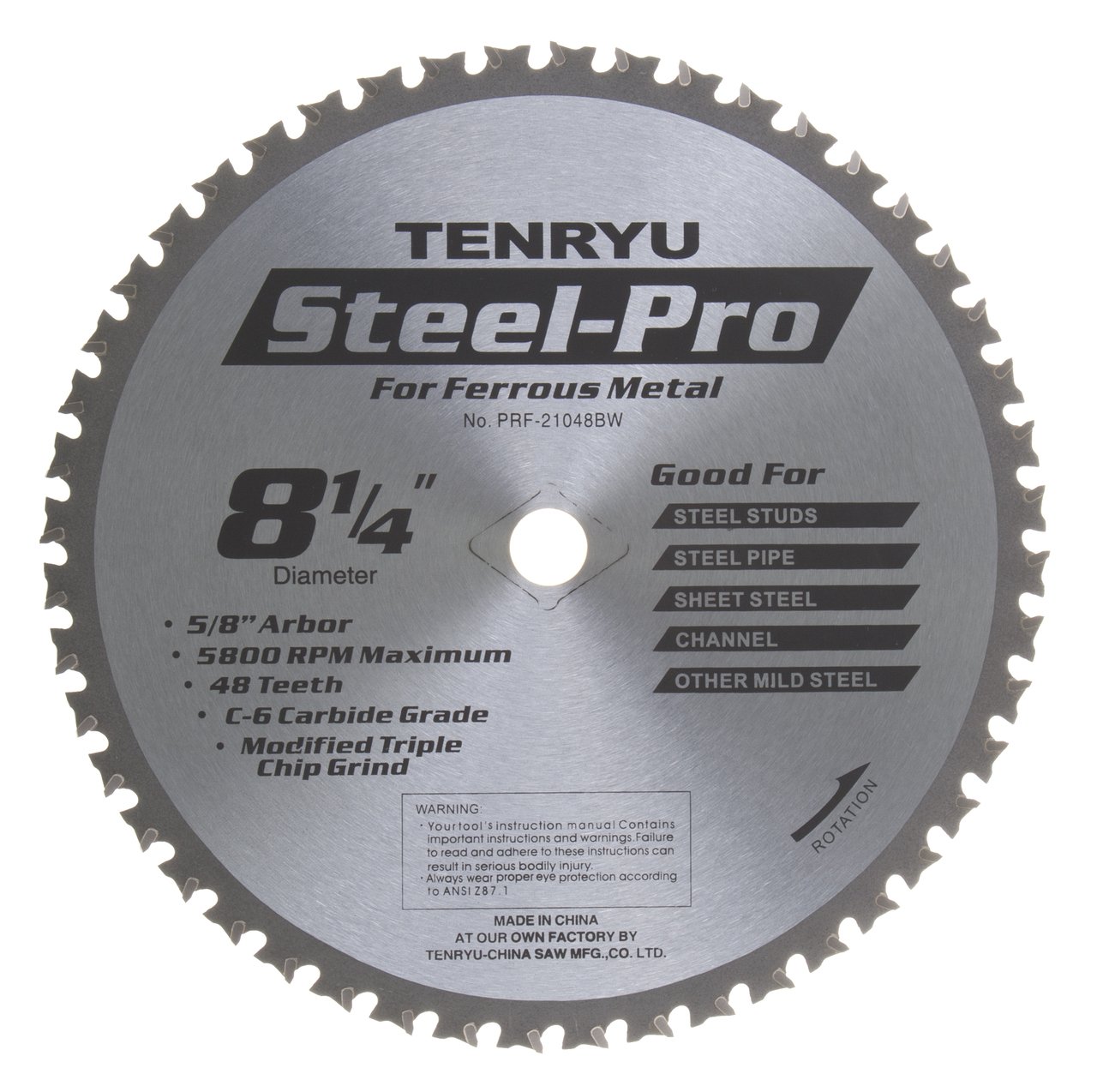 Tenryu PRF-21048BW 8" Carbide Tipped Saw Blade (48 Tooth MTCG Grind - 5 ...