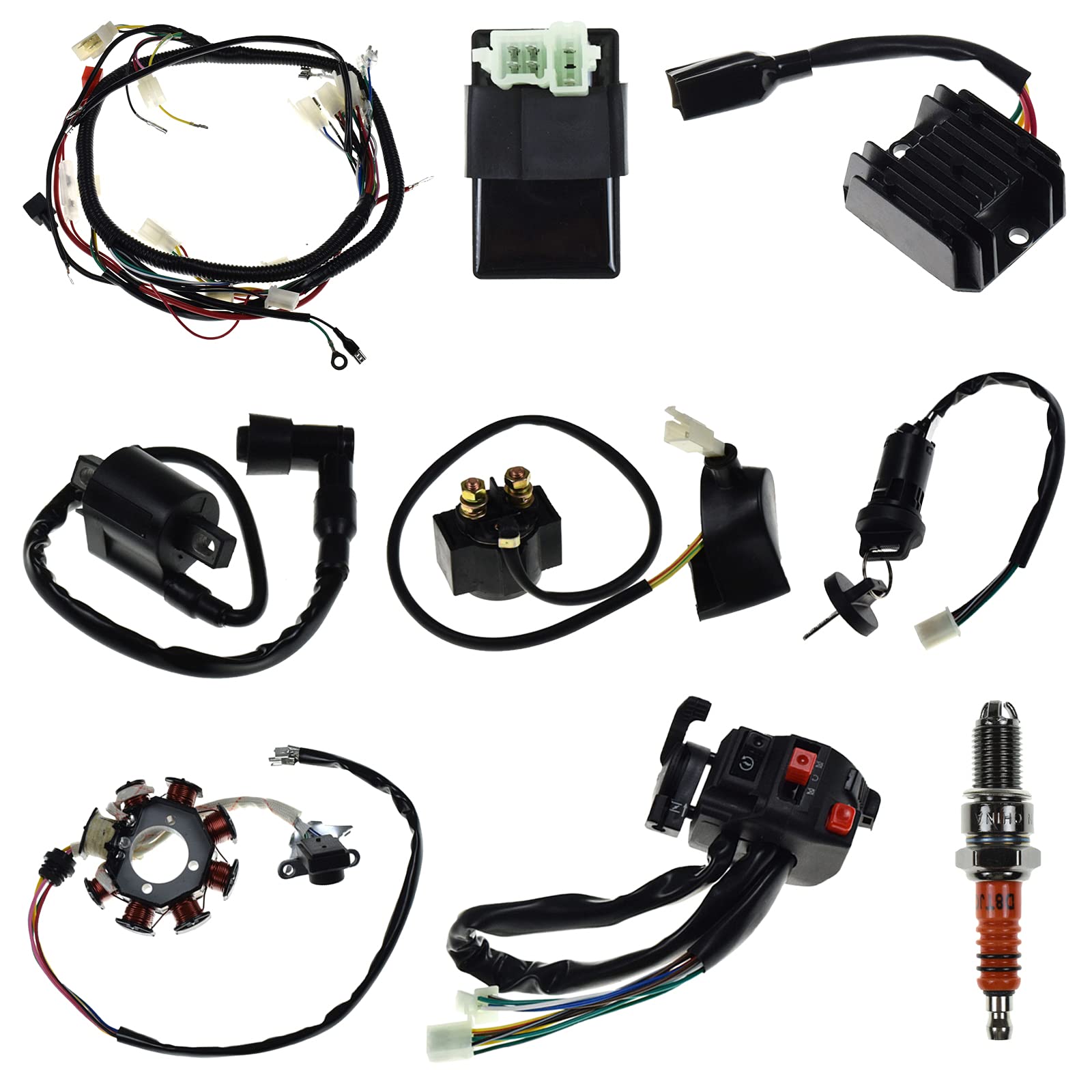 Atv Complete Wiring Harness Kit Electrics Stator Coil Cdi Solenoid ...