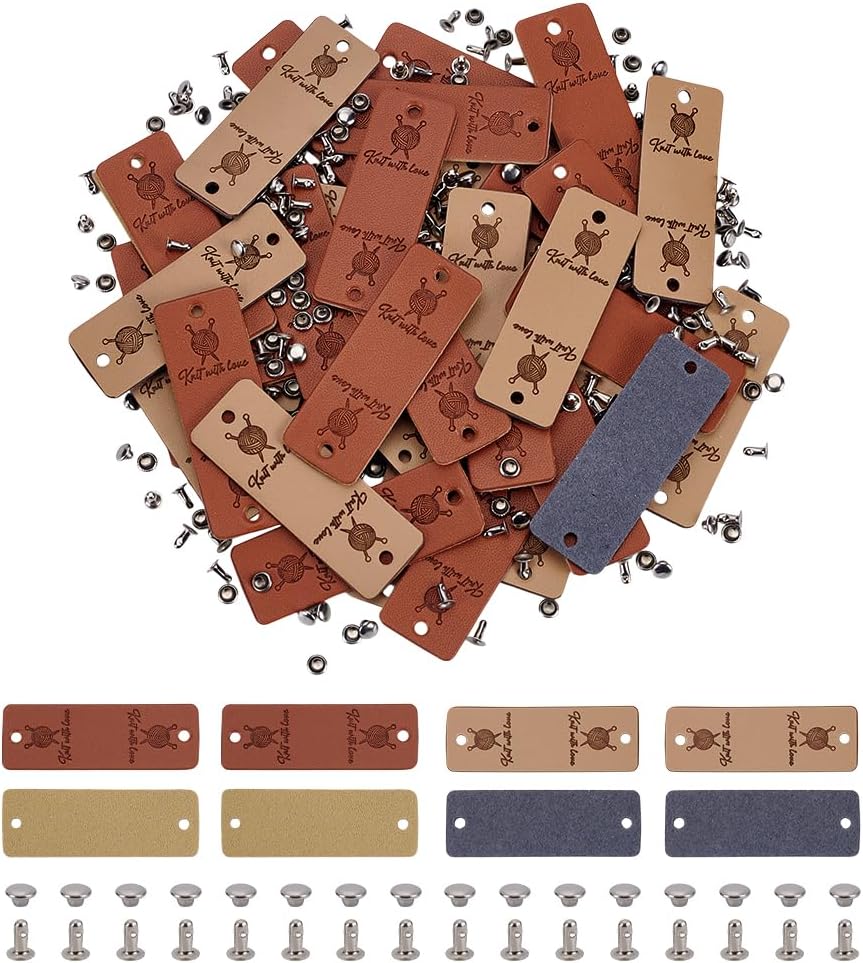 Amazon.com: FINGERINSPIRE 40 Sets PU Leather Label Handmade Tag with ...