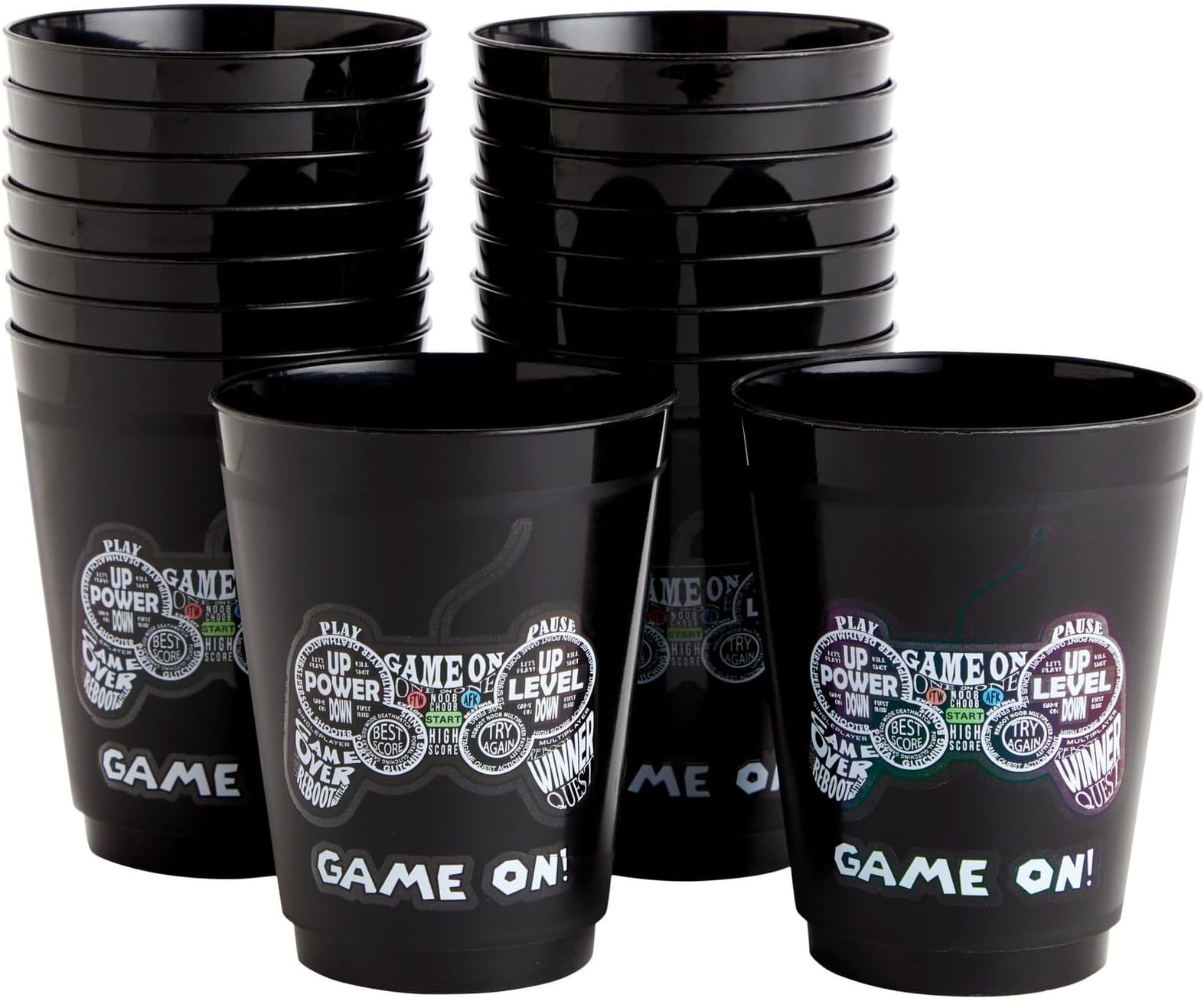 Amazon.com | Mifoci 12 Pcs Video Game Plastic Cups with Lids and Straws ...