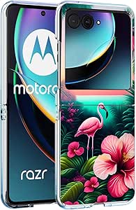 Amazon.com: Bcov Case for Motorola Razr 2024,Pink Flamingo Flowers Bird Anti-Scratch Solid Hard ...