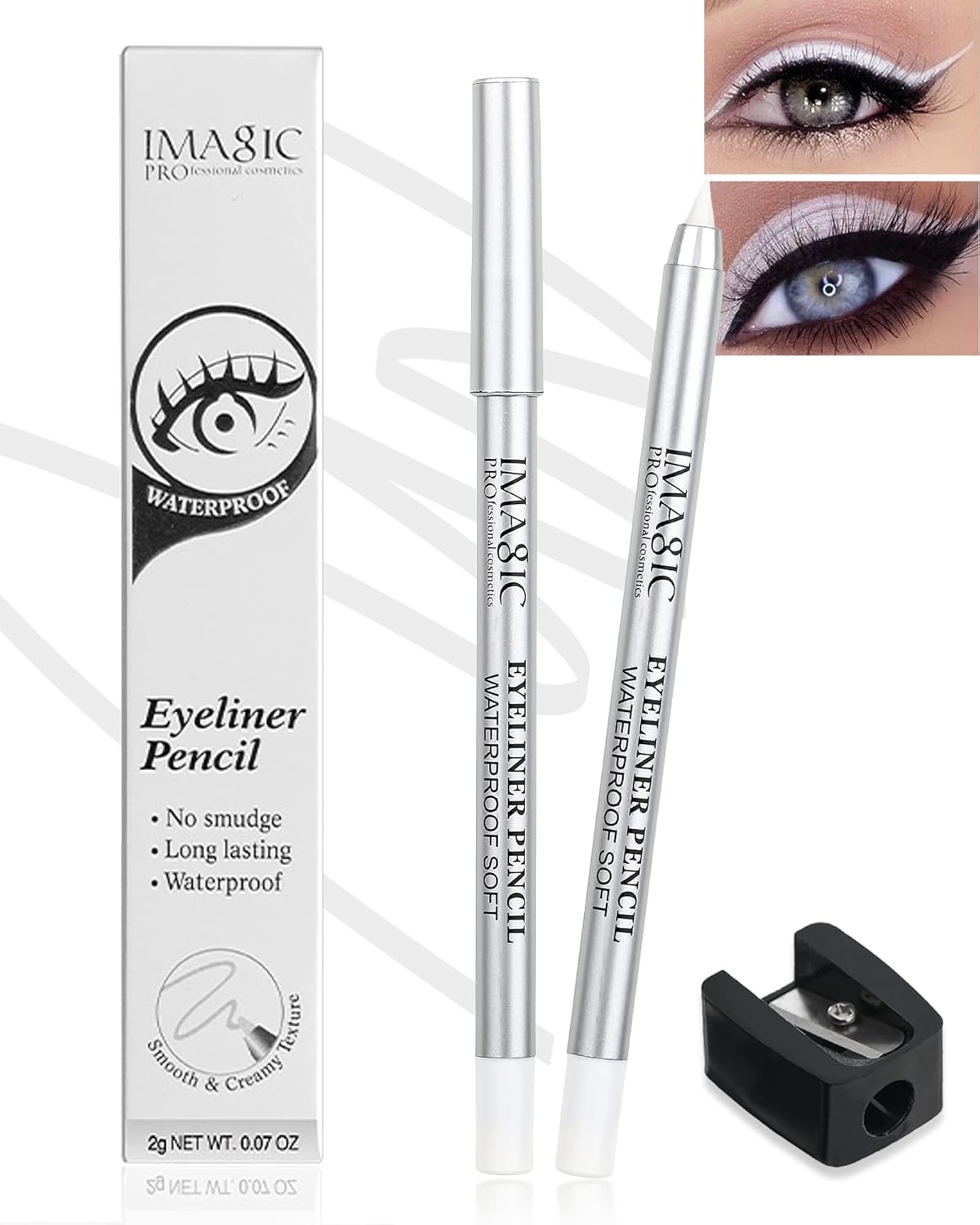 Amazon.com : LYSdefeu White Waterproof Gel Eyeliner Pens, Highlighter ...