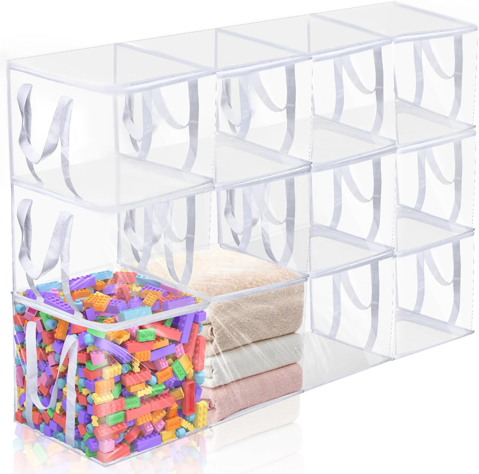 Amazon.com: 12 PCS Clear Plastic Organizers 12''x12''x12'' Blanket ...