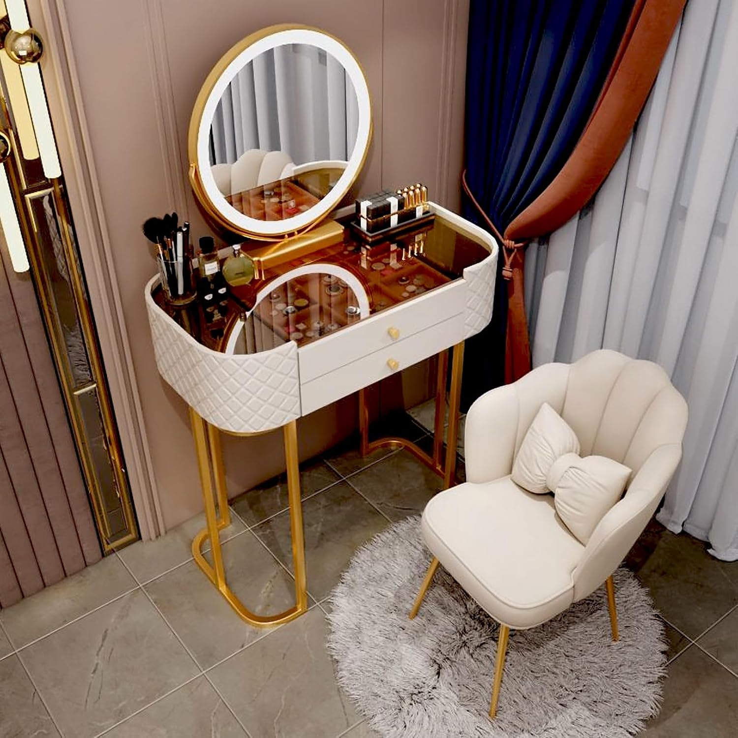 Amazon.com: Bedroom Vanity Vanity Table with 3-Color Adjustable Touch ...