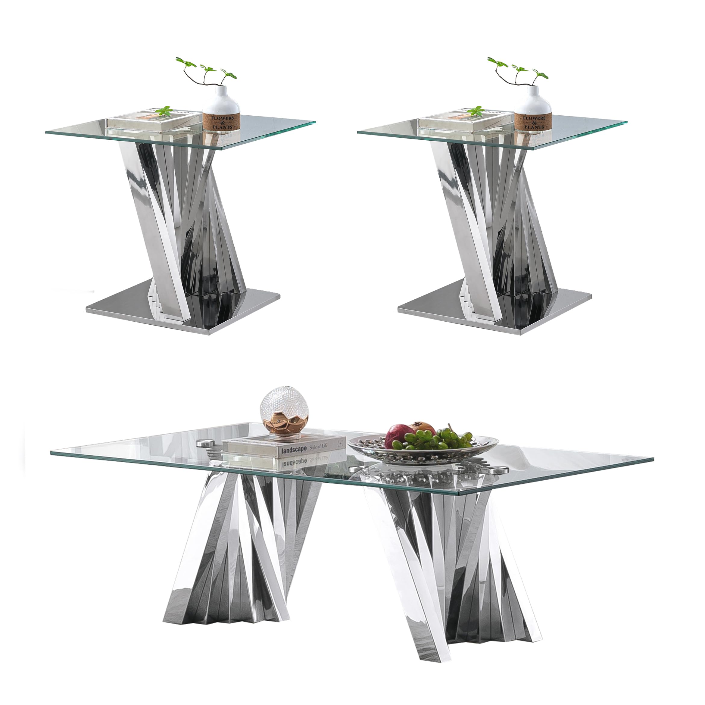 Amazon.com: SSLine Modern 3 Piece Living Room Table Set, Includes 1 ...