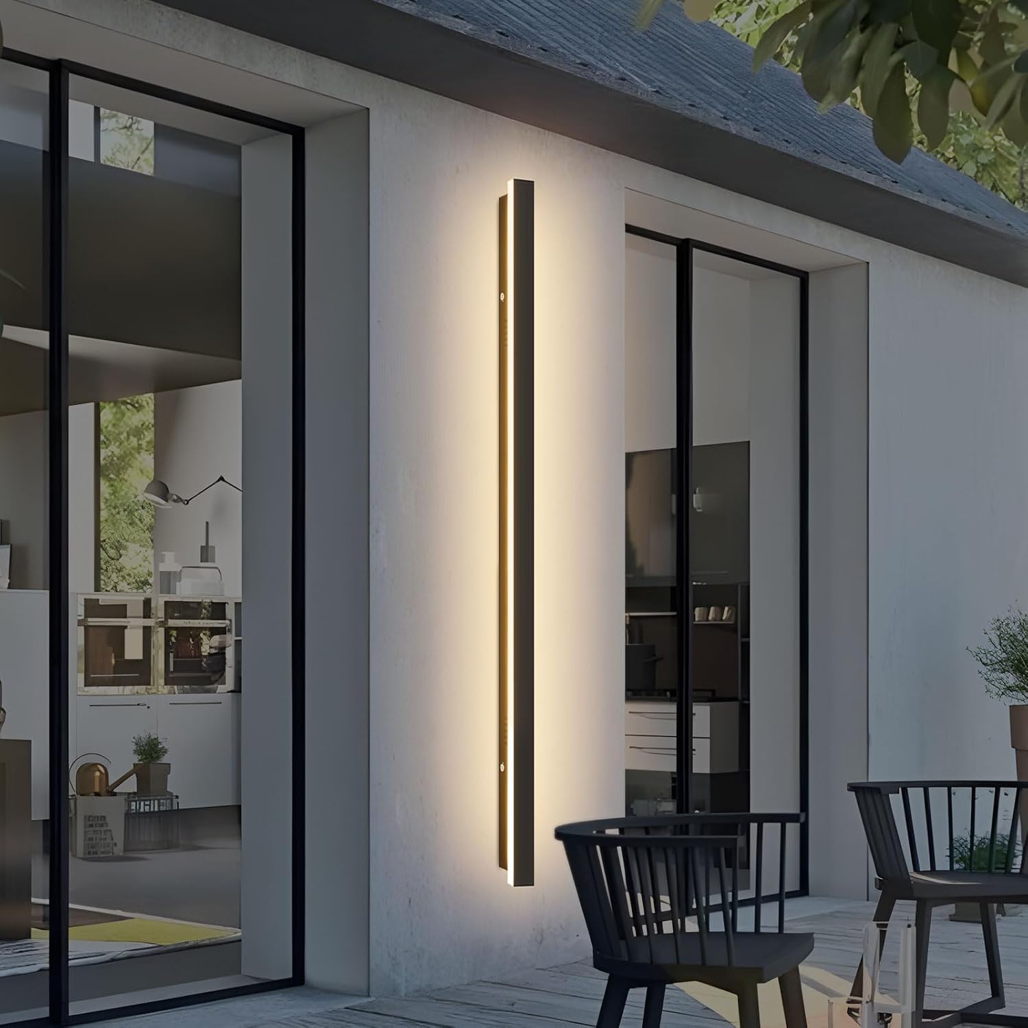 Mikeru 180CM Outdoor Wall-Mounted Lights, 3000K Warm White 60W Exterior ...