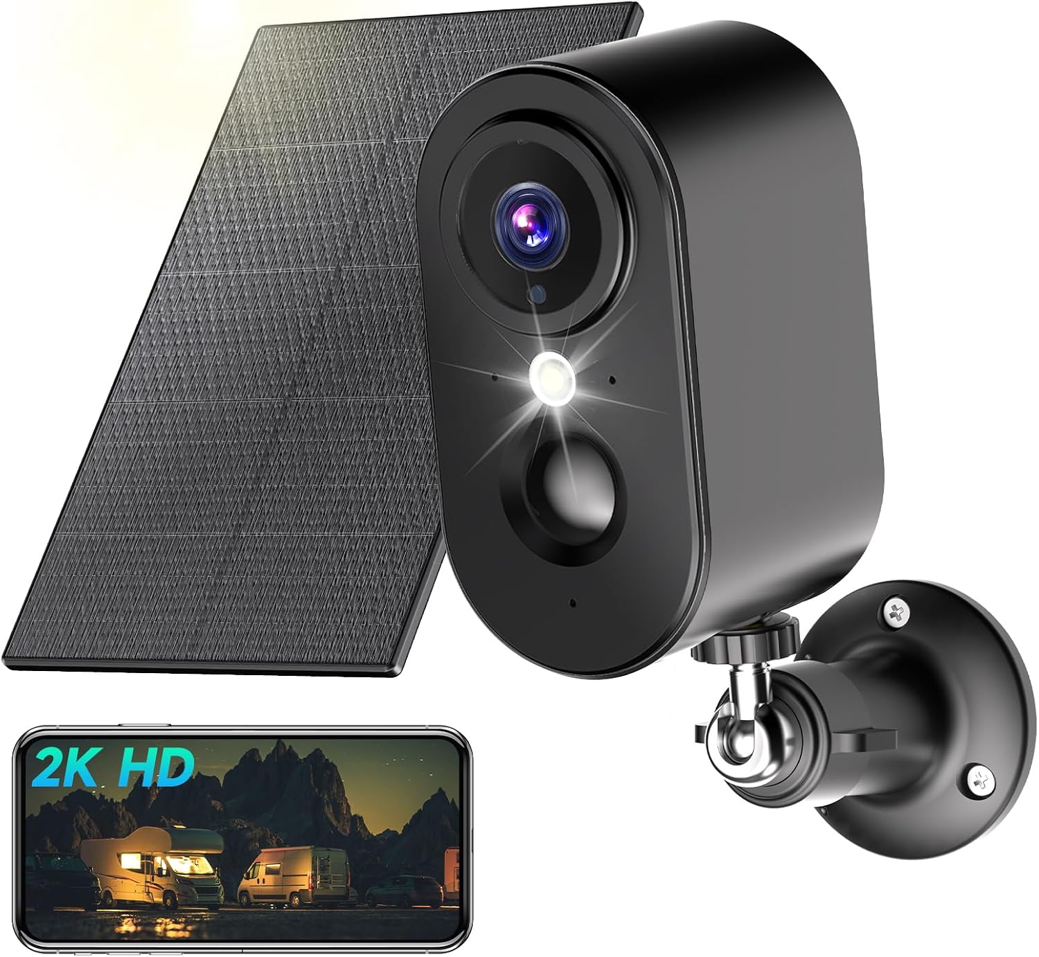 PESAIR 2K Outdoor Surveillance Camera Battery/Solar Camera Surveillance ...