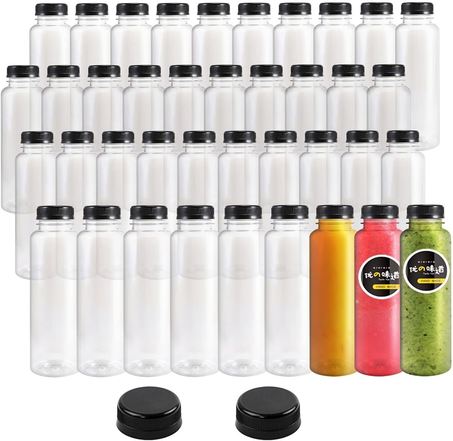 Amazon.com: QUNLINEE 24 Pack 8oz Clear Plastic Juice Bottles with Caps ...