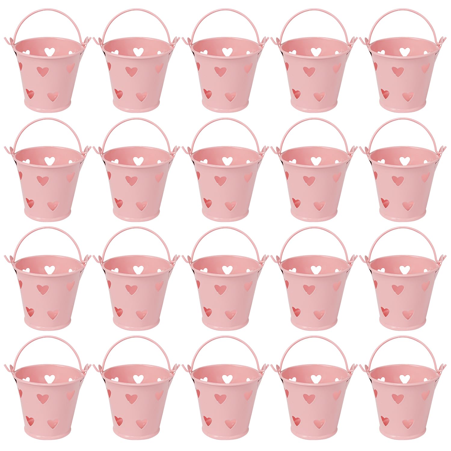 Amazon.com: 20 PCS Pink Mini Tinplate Bucket Metal Buckets with Handles ...