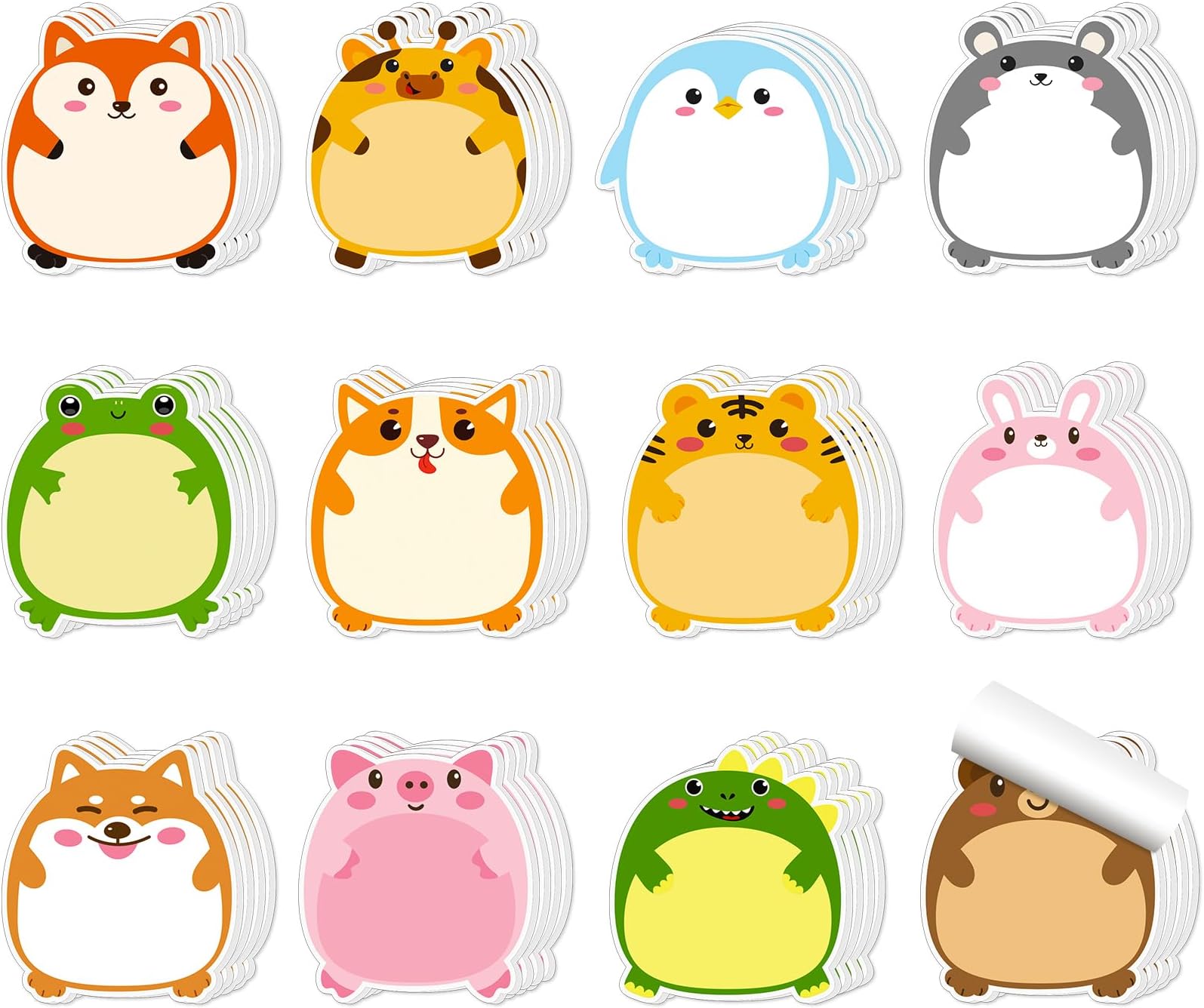 Amazon.com : Seajan 48 Pieces Cartoon Animal Sticky Notes 1440 Sheets ...