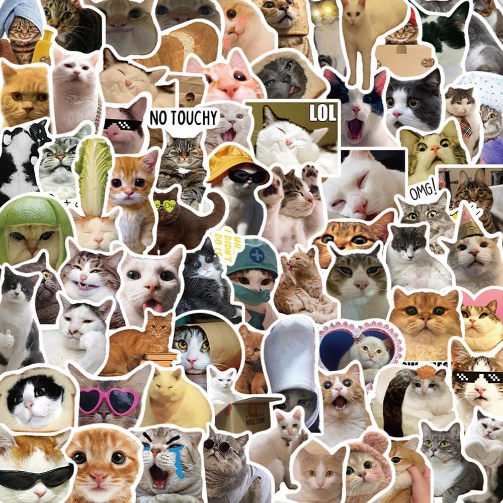 Amazon.com: AVGUE Funny Meme Cat Stickers Cute Kawaii Cat Stickers ...