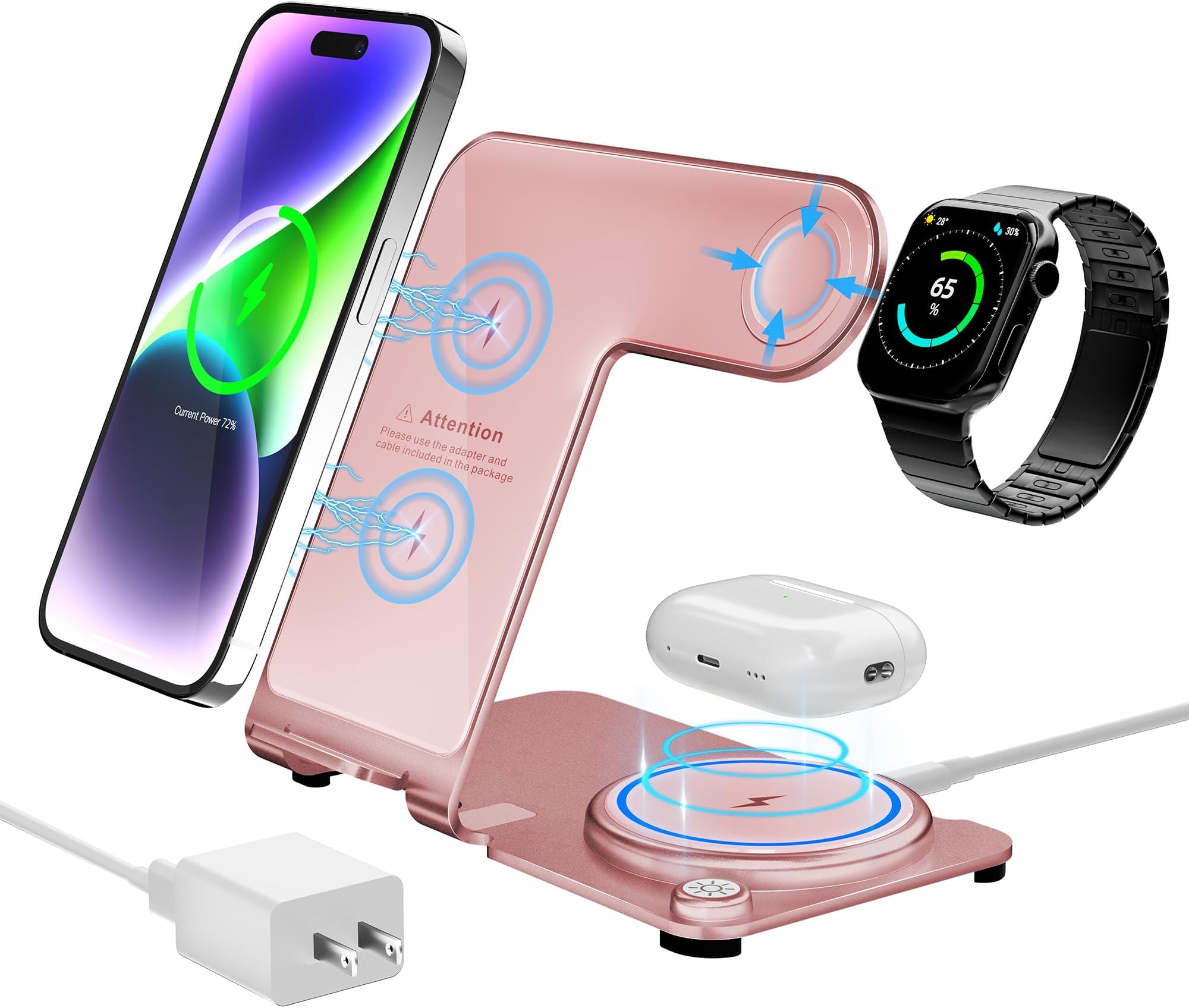 Amazon.com: JARGOU 3 in 1 Charging Station for Apple Wireless Charger ...