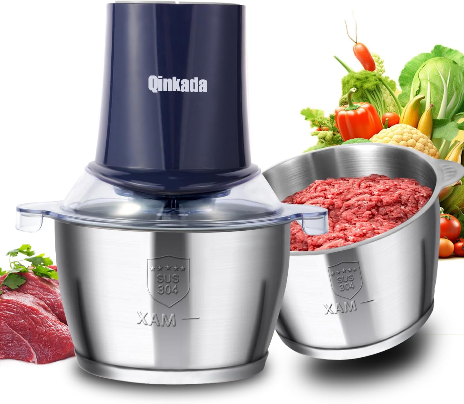Amazon.com: GANIZA Food Processors, Electric Chopper with Meat Grinder ...