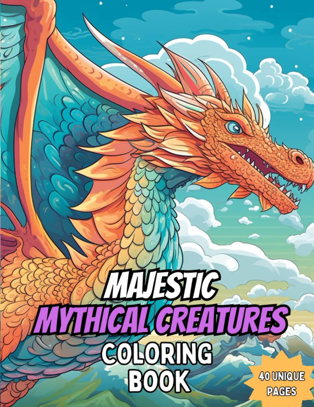 Majestic Mythical Creatures Coloring Book: Awesome Fantasy Animals and ...