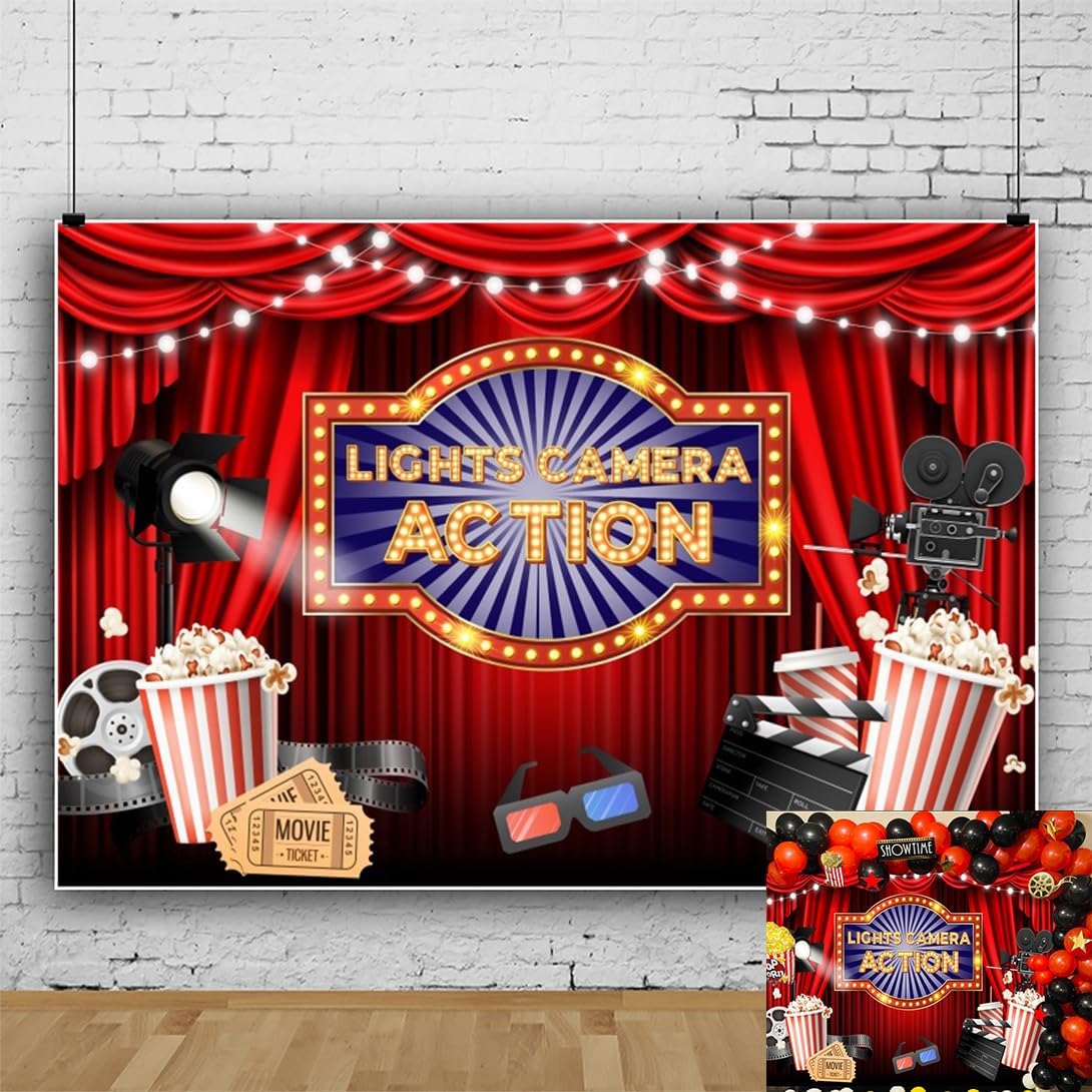 Amazon.com : Movie Night Backdrop for Party Decorations Party Supplies ...