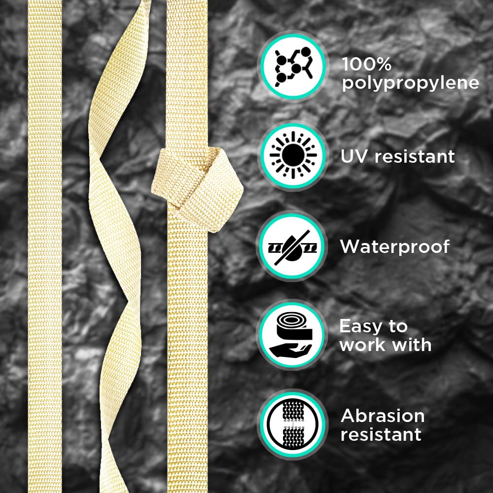 Snapklik.com : 2 Inch Webbing Cream 25 Yards 2 Heavy-Duty Wide Webbing ...