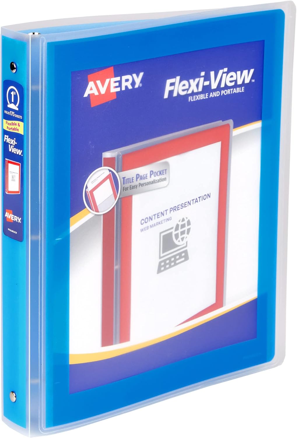 Amazon | Avery Flexi-View 3リングバインダー、1インチラウンドリング、1ブルーバインダー(17607) | O型 ...