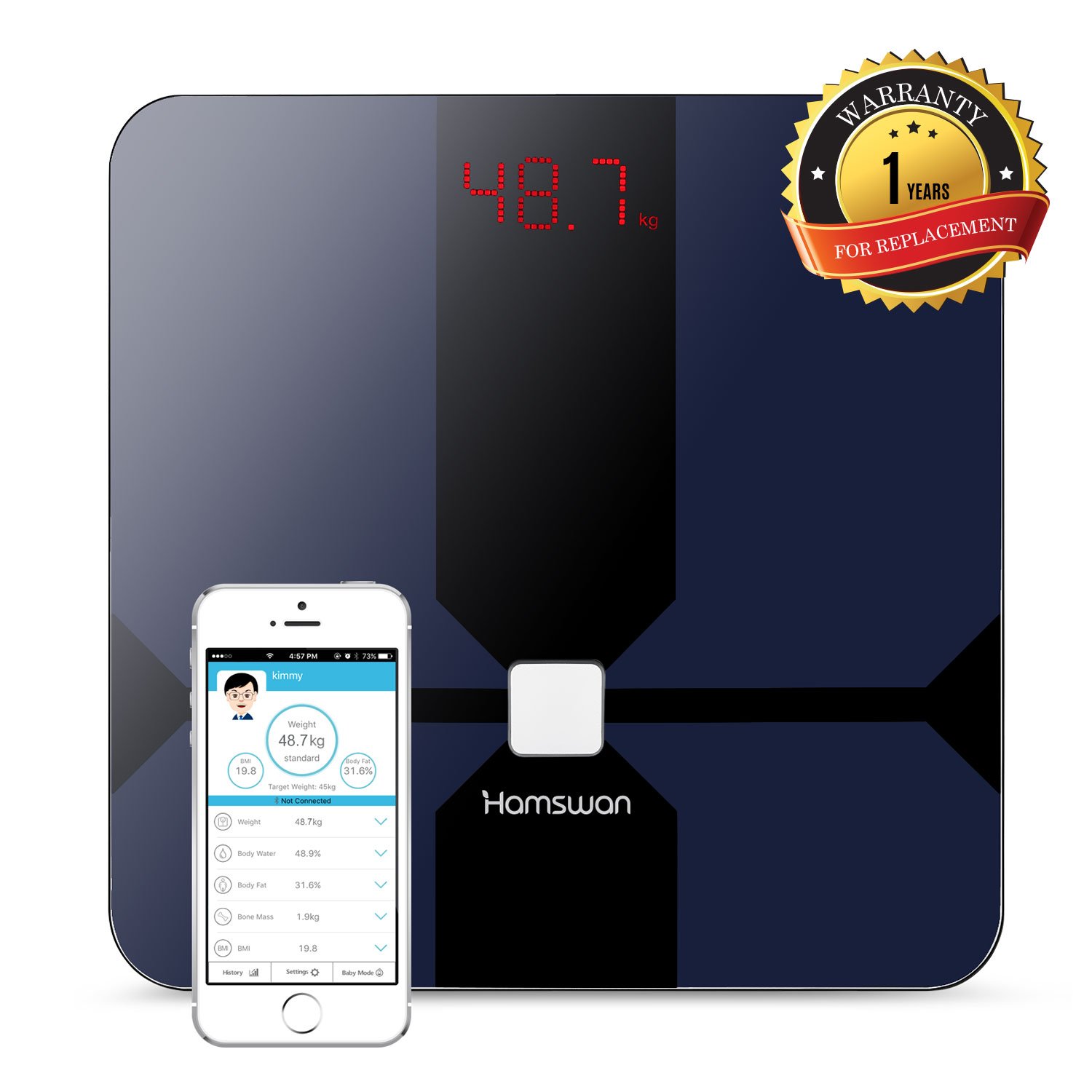 Buy Body Scale, HAMSWAN CF376BLE Wireless Smart Body Scale LED Display ...