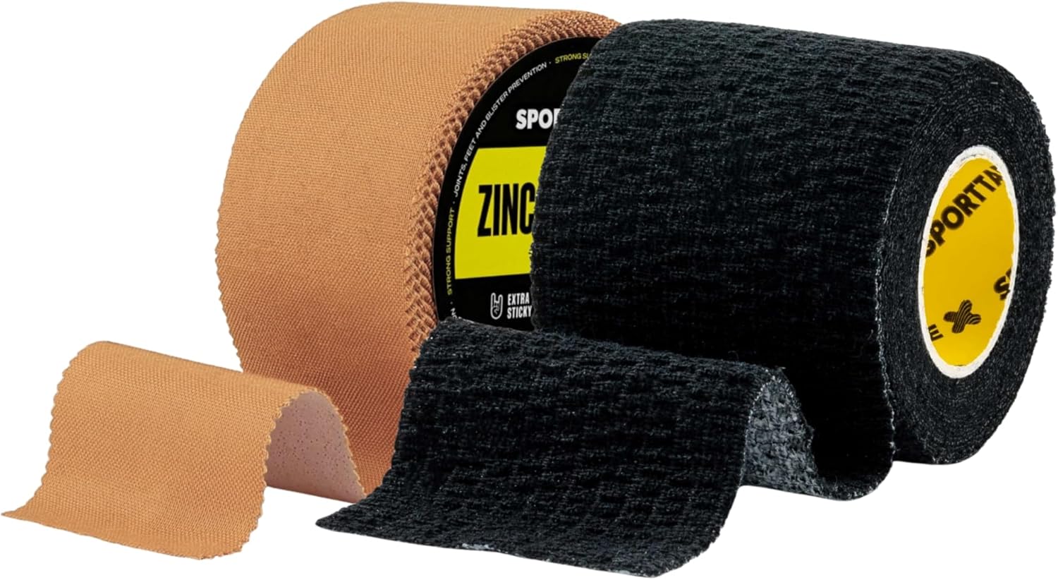 SPORTTAPE Taping & Strapping Bundle – 5cm Black Tearable EAB Elastic ...