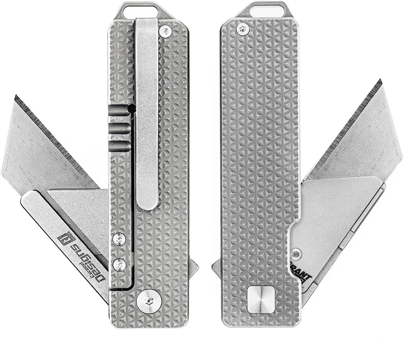 TiRant RAZOR V3 Utility Knife (Stonewashed 6AL-4V Titanium) Elite DUAL ...