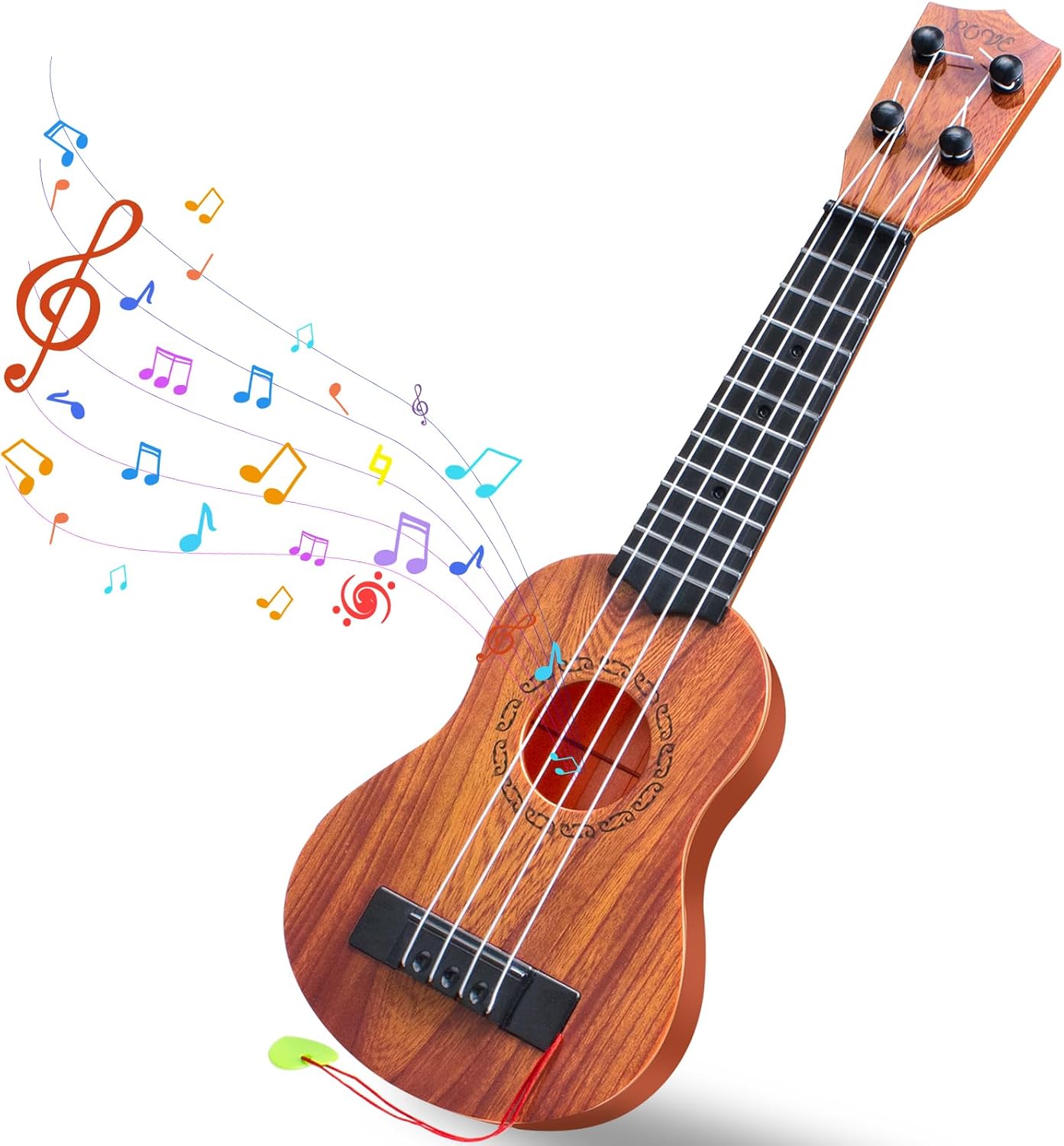 Kids Guitar Toys, 17inch Brown Ukulele, 4-String Musical Instrument ...