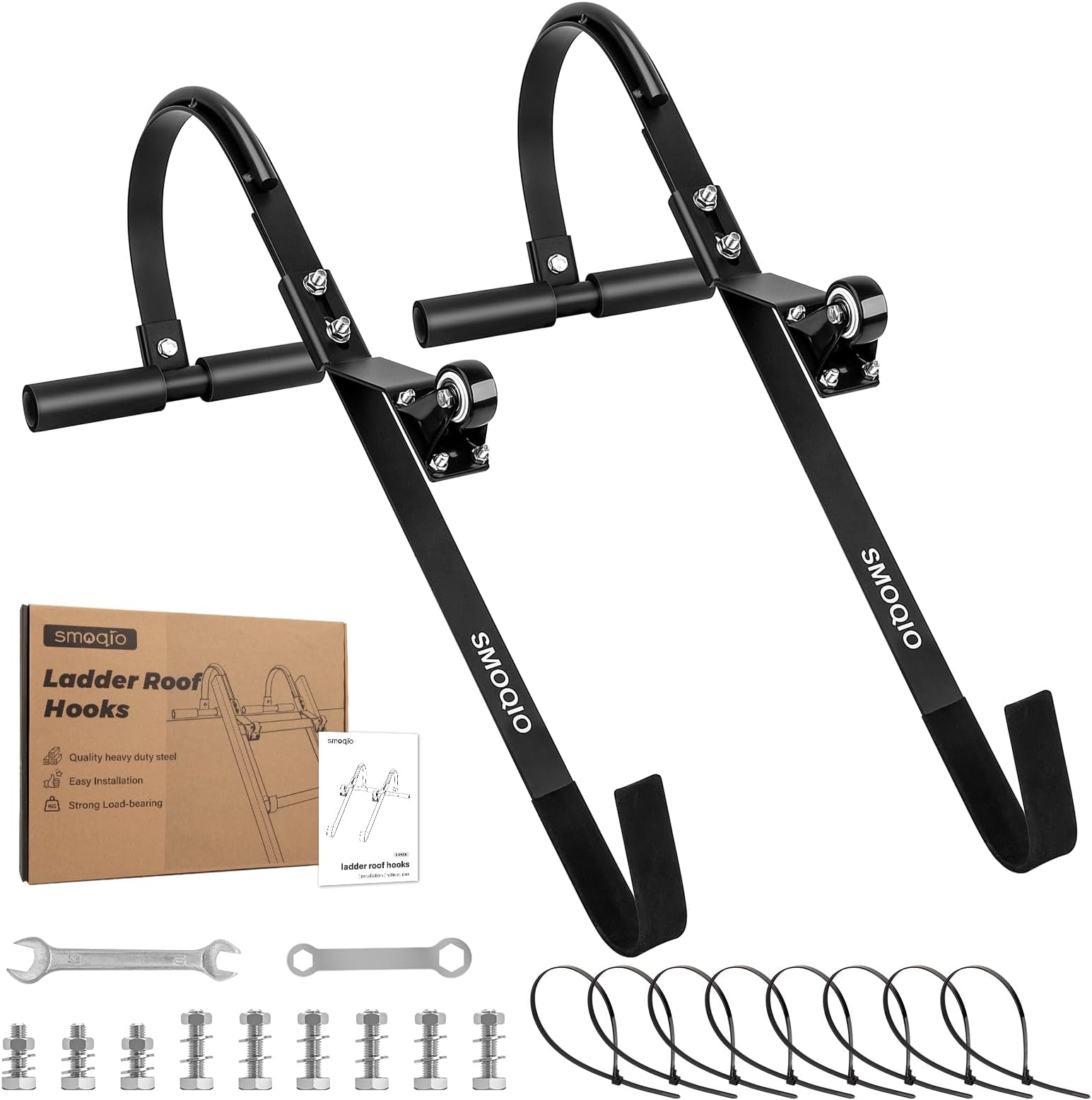 SMOQIO Roof Ladder, 2 Pack Ladder Roof Hook Fit Most O/D Rung Sizes ...