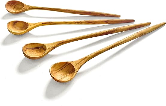 Amazon.com: WONDERFUL 100% Natural Olive Wood Long Handle Spoons for ...
