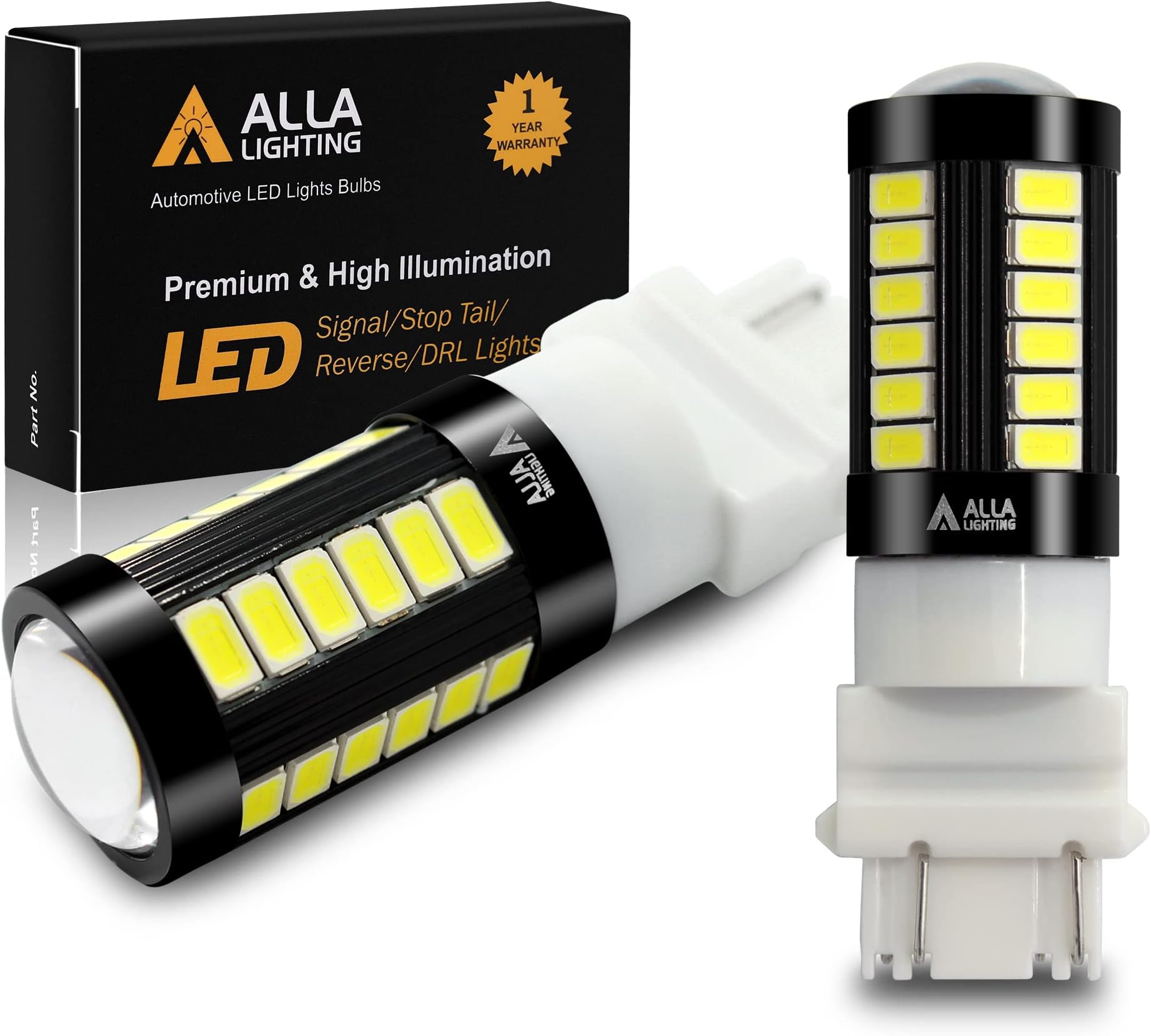 Amazon.com: Alla Lighting 2800lm T25 3156 3157 LED Bulbs, White Reverse ...