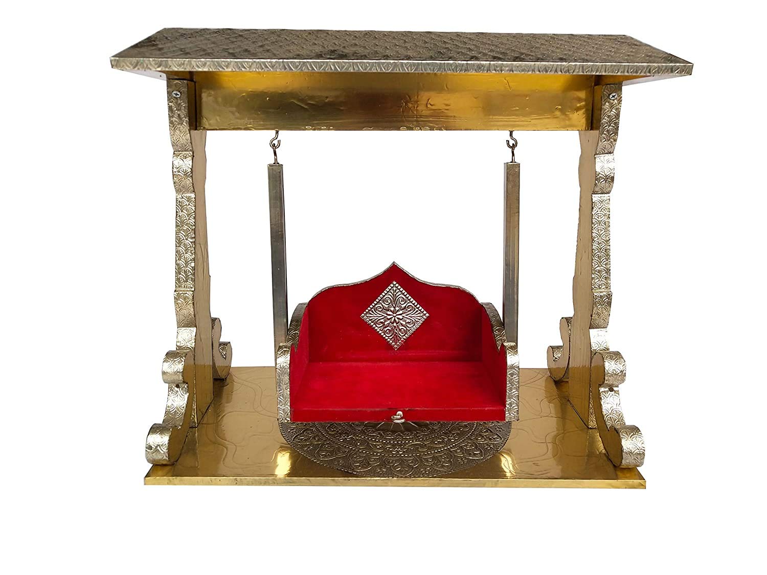 Buy Generic Bhuvika Home Designs Brass-Silver Swing/Pooja Jhula/Palna ...