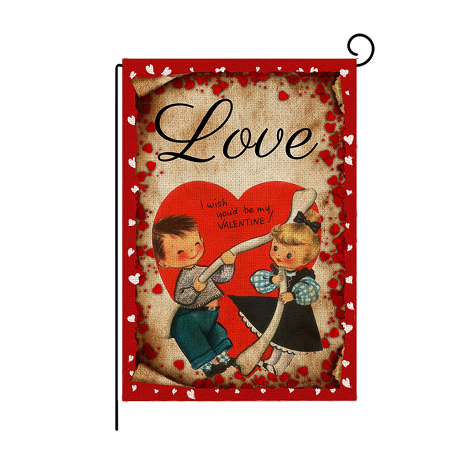 Amazon.com : Vintage Valentine's Day Garden Flag Valentines Decorations ...